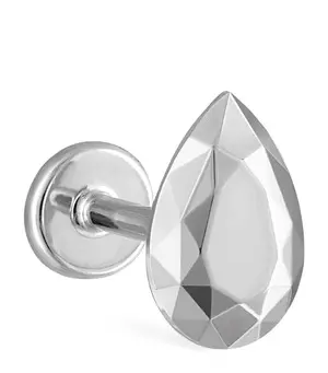 MARIA TASH Faceted Pear Threaded Stud Earring - White