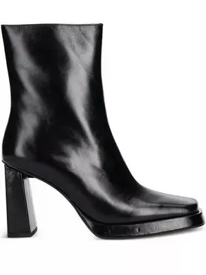Black Square Toe Heeled Boots