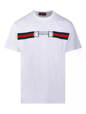 Gucci Horsebit-embroidered Stripe-detail T-shirt - White