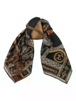 SABINA SAVAGE Faithful Lamb Slate Fog Printed Scarf