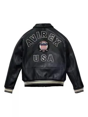 AVIREX Appliquéd Bomber Jacket - Black