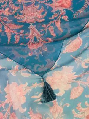 Etro Floral Tassel Silk Shawl