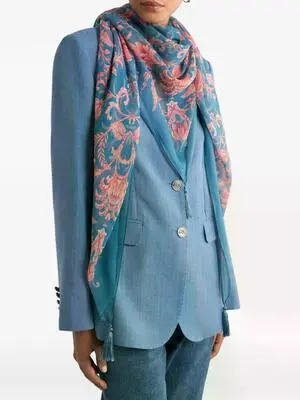 Etro Floral Tassel Silk Shawl