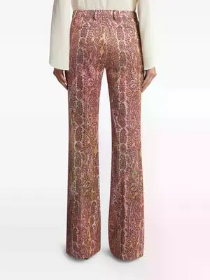 Etro Jacquard Paisley-foliage Trousers - Red