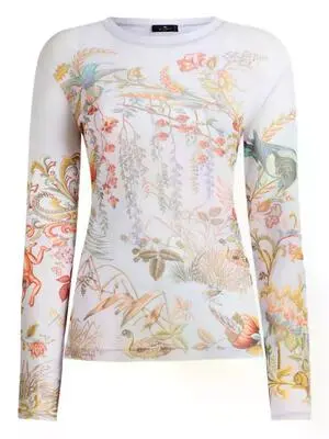 Etro Flora Fauna-motif Top - White