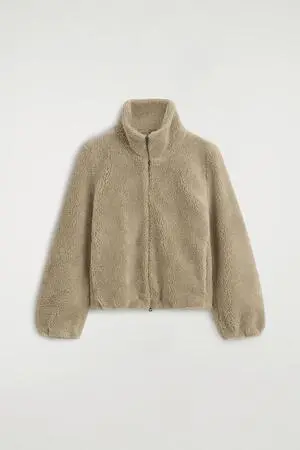 Cos Mock-Neck Teddy Jacket With Binding Beige