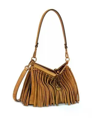 Etro Small Suede Vela Bag With Fringing - Brown