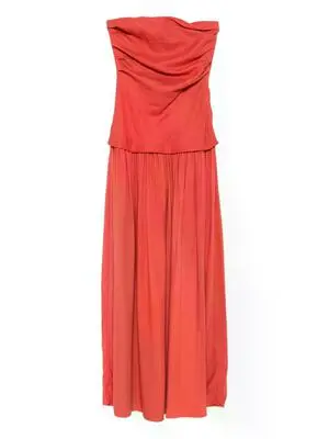 Faithfull The Brand Hedy Maxi Ruched Bandeau Dress - Red