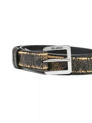 Attico Cracked Buckle Leather Belt - Black