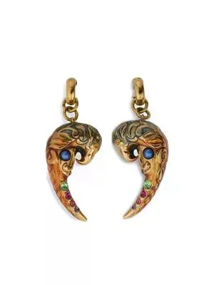 Etro Paisley-parrot Crystal Clip-on Earrings - Gold