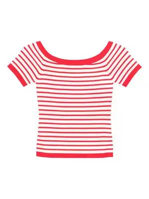 Maje Striped Boat-neck Top - Red