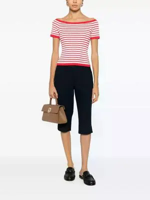 Maje Striped Boat-neck Top - Red
