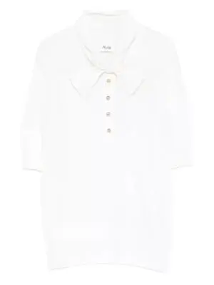 ALLUDE Bow Buttoned Pullover - White