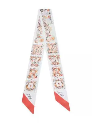 Etro Logo Paisley Silk Scarf - White