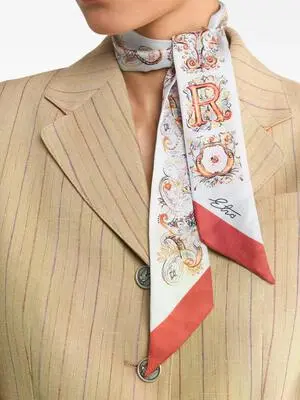 Etro Logo Paisley Silk Scarf