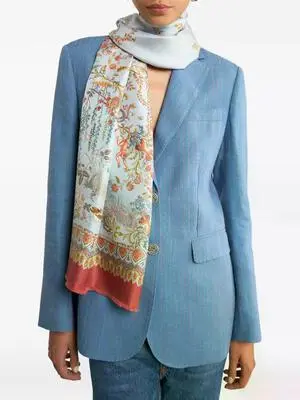 Etro Flora Fauna Silk Scarf - Blue