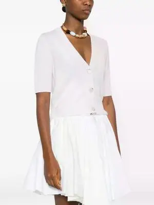 ALLUDE Button Short-sleeve Cardigan - Pink