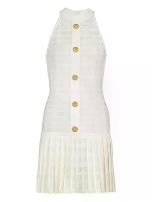 Balmain Button-embellished Pleated Dress