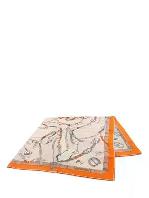 Hermès 1990-2025 Les Chevaux Dechaines Cashmere Scarf Scarves - Brown