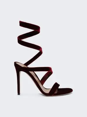 GIANVITO ROSSI Opera Velvet Sandals - Red