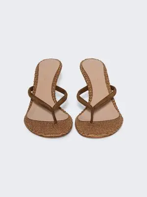 GIANVITO ROSSI Raffia And Suede Calypso Sandals - Brown