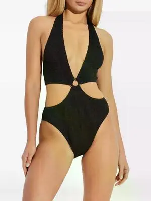 Bond Eye Celeste Ring Textured One Piece Swimsuit - Black