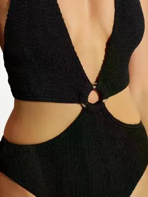 Bond Eye Celeste Ring Textured One Piece Swimsuit - Black