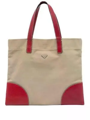 Prada Cinghiale Trimmed Canapa Tote Bag - Brown
