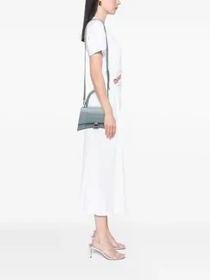 Balenciaga 2022 Small Croc Embossed Hourglass Top Handle Satchel