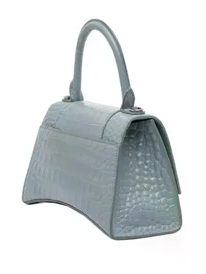 Balenciaga 2022 Small Croc Embossed Hourglass Top Handle Satchel