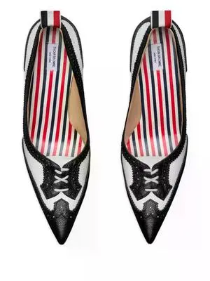 Thom Browne Wingtip Pebble-grain Pumps