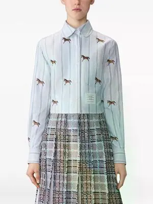 Thom Browne Striped Horse Cropped Shirt