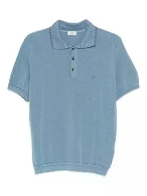 Etro Textured-knit Polo Shirt - Blue
