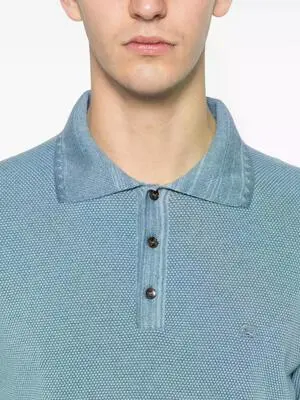 Etro Textured-knit Polo Shirt - Blue