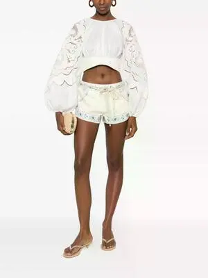Zimmermann Embroidered Drawstring Shorts