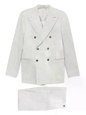 Caruso Norma Double-breasted Check-pattern Suit
