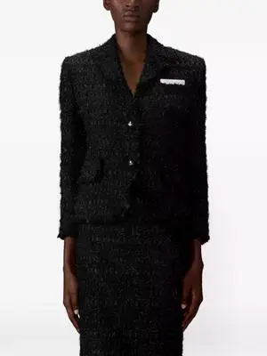 Thom Browne Frayed Ribbon Tweed Blazer - Black
