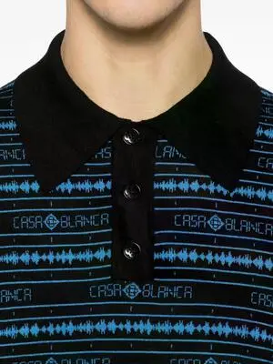 Casablanca Branded Striped Polo Shirt