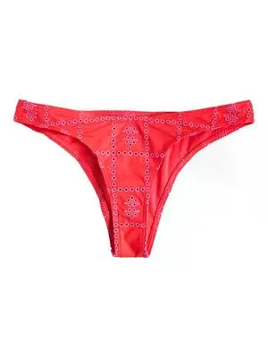 DAMSON MADDER Embroidered Bikini Bottoms - Red