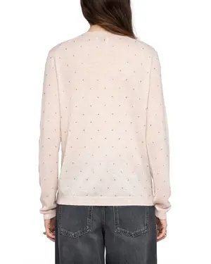 Zadig&Voltaire Rivy Cashmere V-neck Sweater With Embellishments - Pearly