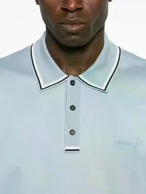FERRAGAMO Tipped-collar Logo-embroidered Polo Shirt - Blue