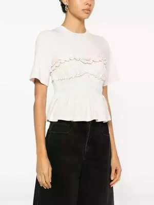 Cecilie Bahnsen Ruffled Shirred T-shirt - Pink