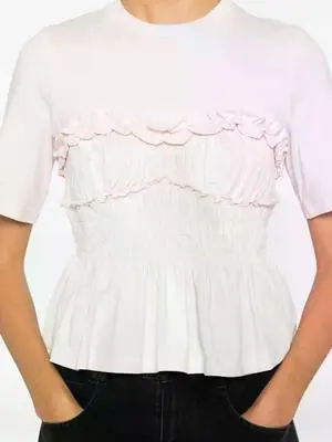 Cecilie Bahnsen Ruffled Shirred T-shirt - Pink