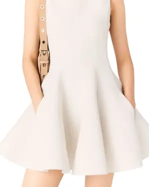 Maje Flared Tweed Skater Dress - Ecru