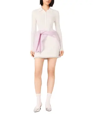 Maje Ribbed Polo Sweater - Ecru