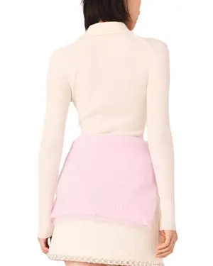Maje Ribbed Polo Sweater - Ecru