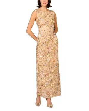 Aidan Mattox Novelty Mesh Long Gown