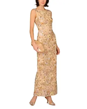 Aidan Mattox Novelty Mesh Long Gown