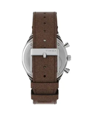Timex® Q Chronograph 40mm Leather Strap Watch