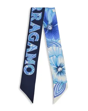 FERRAGAMO Brezza Print Silk Bandeau Scarf - Blue